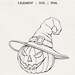 Halloween Jack-o-lantern Line Art Clipart Pumpkin With Witch Hat | Hand ...