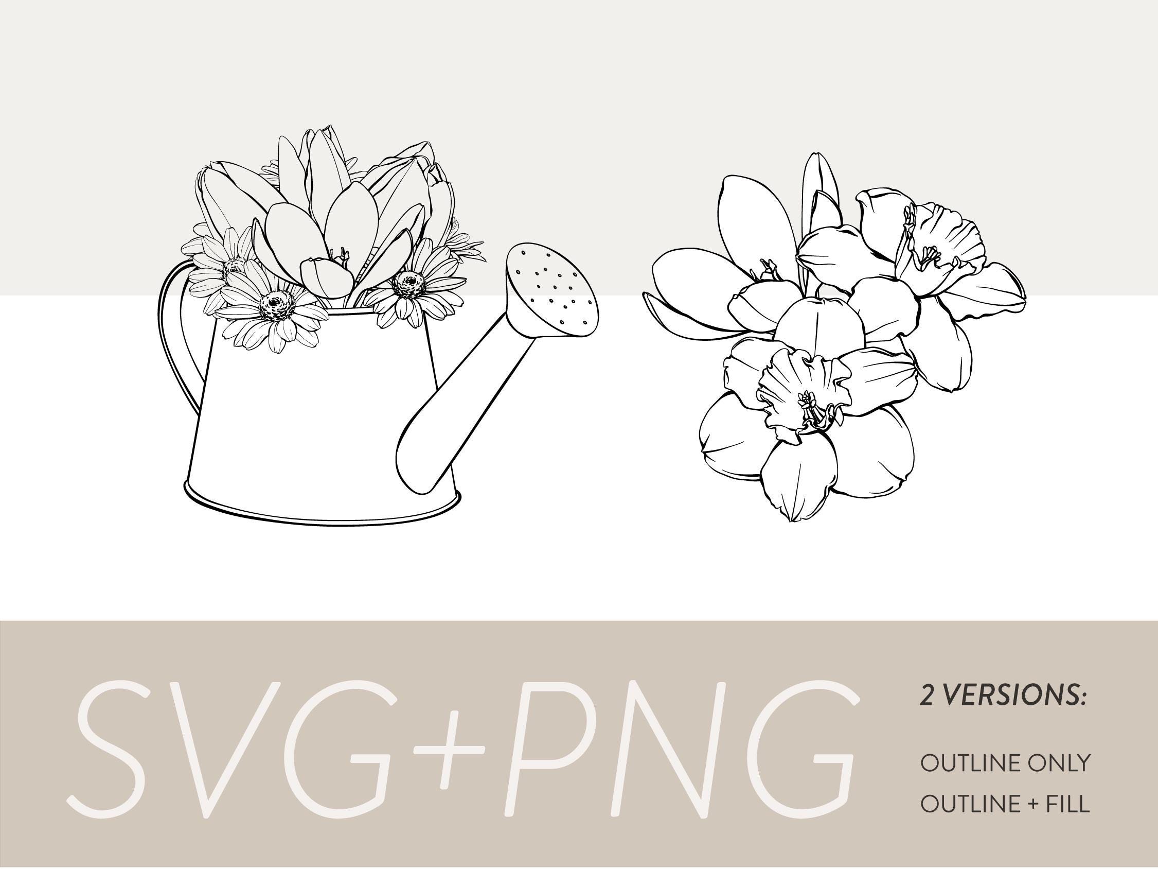 Spring Gardening Line Art Illustration Modern Graphic Spring Garden ...