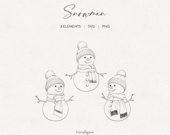 Snowflakes Line Art Clipart | Modern Winter Christmas Holiday Hand ...