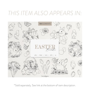 Easter Lily Flowers Line Art Clipart Modern Spring Easter Florals Hand ...