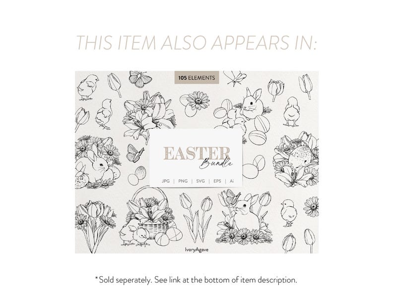 Easter Lily Flowers Line Art Clipart Modern Spring Easter Florals Hand ...