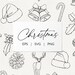 Christmas Bundle Line Art Clipart Line Drawing Winter Holiday Hand ...