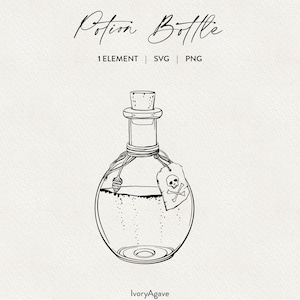 Halloween Potion Bottle Line Art Clipart | Hand Drawn Vector | Fine ...