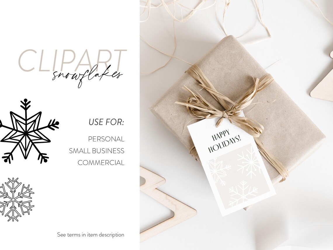 Snowflakes Line Art Clipart | Modern Winter Christmas Holiday Hand ...