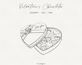 Romantic Valentine's Day Line Art Clipart Handdrawn Modern Graphic ...