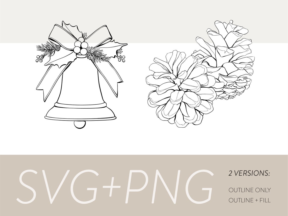 Christmas Bundle Line Art Clipart Line Drawing | Winter Holiday Hand ...