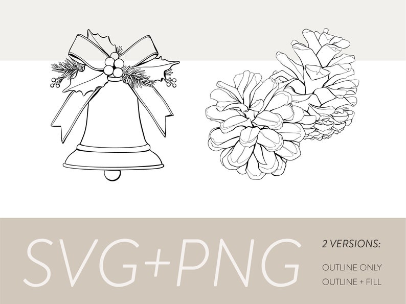 Christmas Bundle Line Art Clipart Line Drawing | Winter Holiday Hand ...