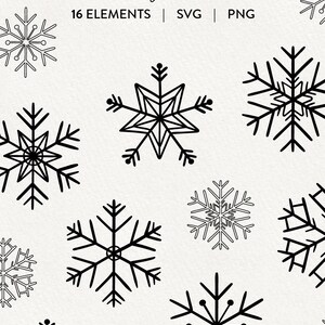 Snowflakes Line Art Clipart | Modern Winter Christmas Holiday Hand ...