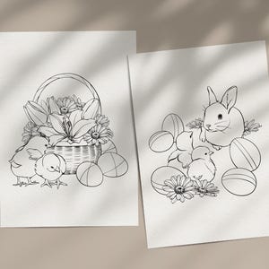 Easter Bundle Line Art Clipart Spring Graphic Modern Easter Hand Drawn ...