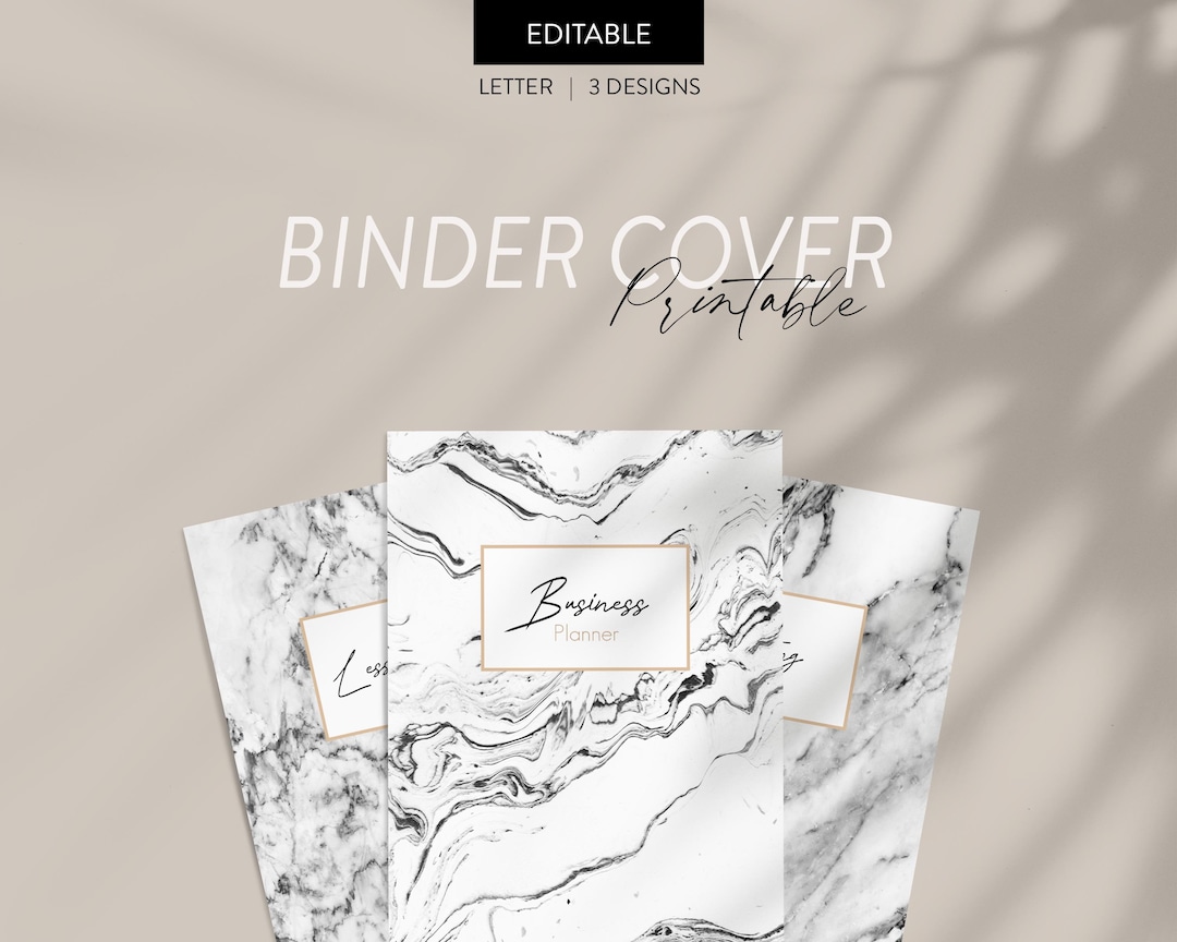 Binder Cover Editable Printable Marble Modern Canva Template Letter - Etsy