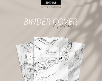 Binder Cover Printable Editable Canva Template Black and White Modern ...