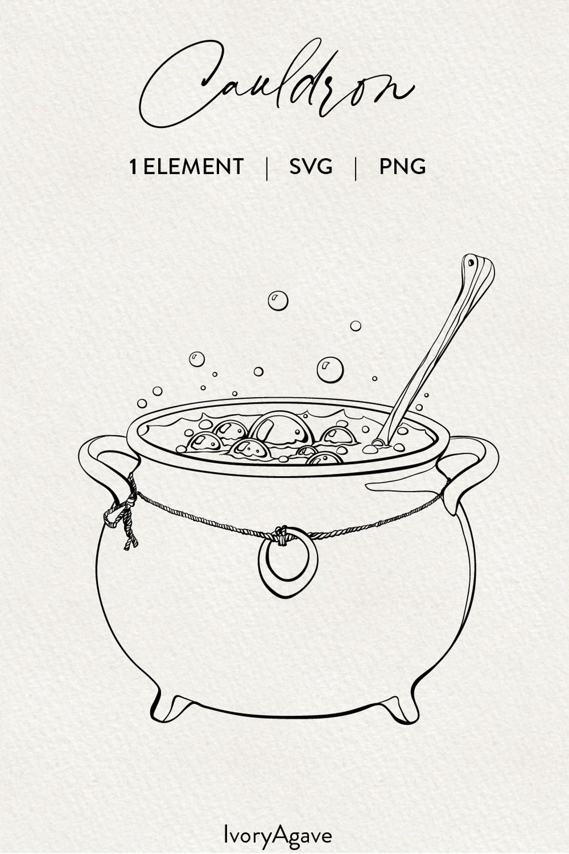 Halloween Witch Cauldron Line Art Clipart | Hand Drawn Vector | Fine ...