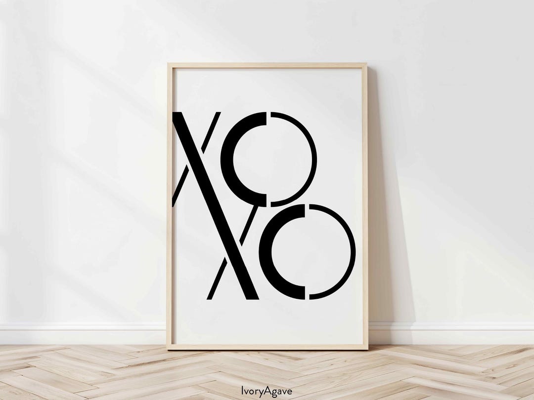 XOXO Wall Art Printable Neutral Valentine's Day Modern Minimal Black ...