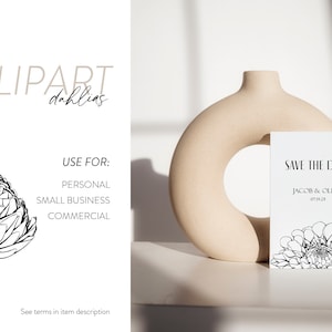 Dahlia Line Art Clipart | Botanical Flower Hand Drawn Illustration SVG ...