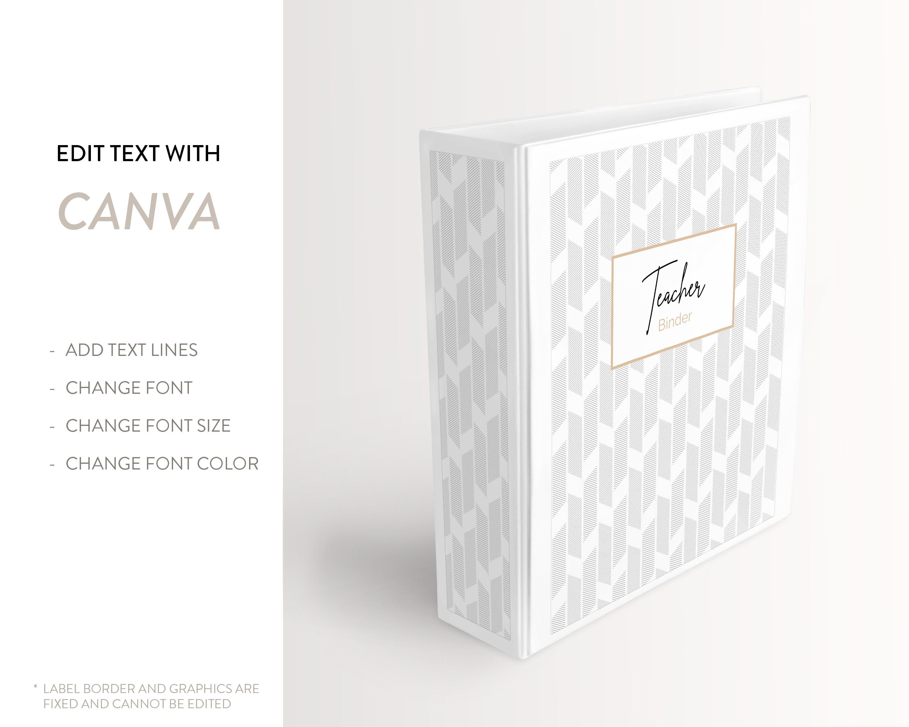 Binder Cover Editable Printable Minimalist Canva Template Professional ...