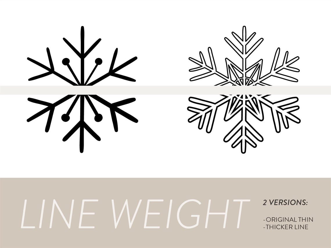 Snowflakes Line Art Clipart | Modern Winter Christmas Holiday Hand ...