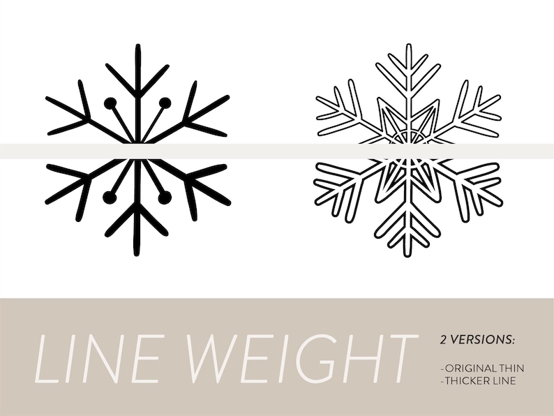 Snowflakes Line Art Clipart | Modern Winter Christmas Holiday Hand ...