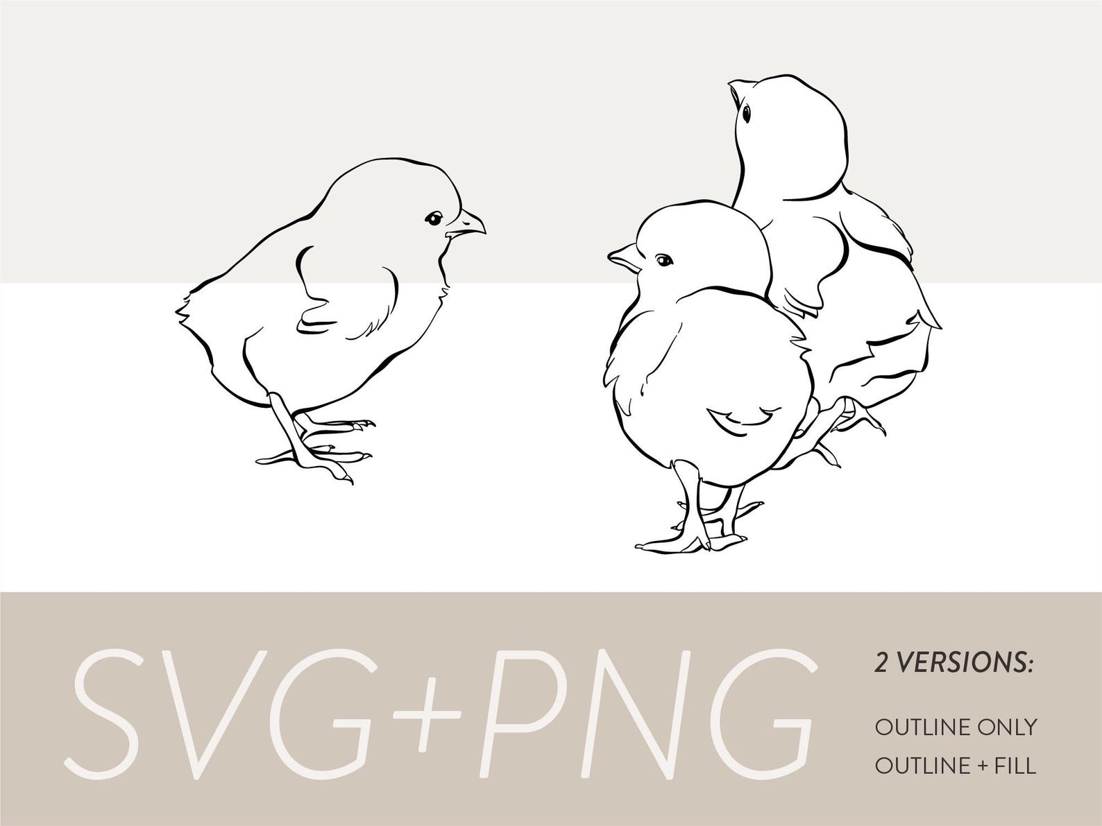 Cute Baby Chicks Line Art Clipart Modern Spring Easter Hand Drawn ...