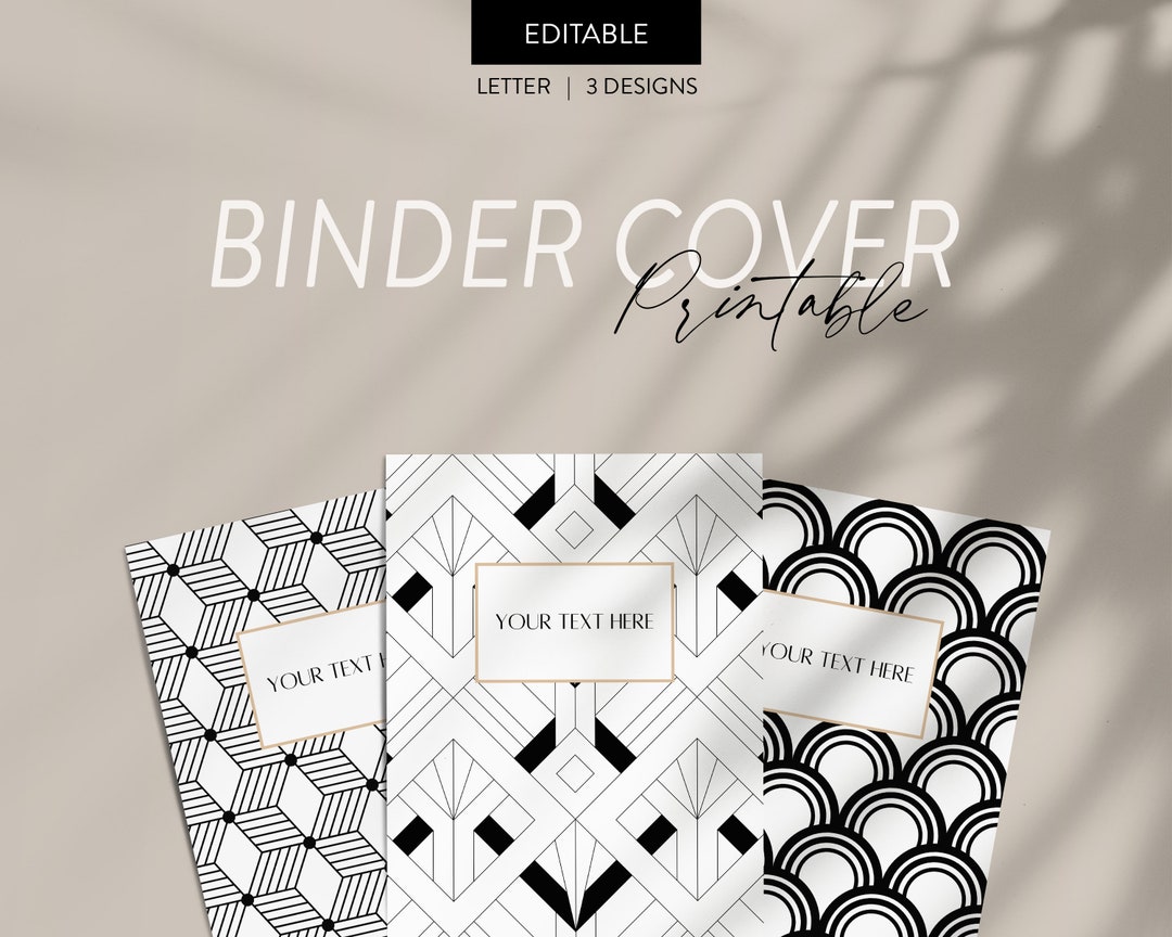 Editable Printable Art Deco Binder Cover in Letter Size - Etsy