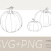 Fall Pumpkin Patch Line Art Clipart | Autumn Pumpkins Vines Leaves Hand ...