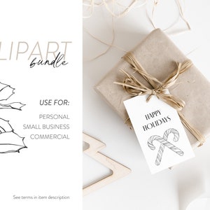 Christmas Bundle Line Art Clipart Line Drawing | Winter Holiday Hand ...