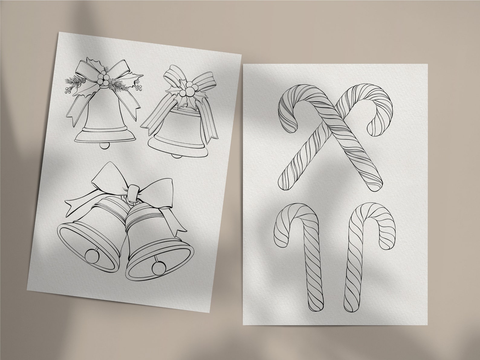 Christmas Bundle Line Art Clipart Line Drawing | Winter Holiday Hand ...