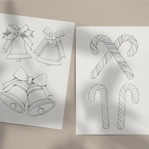 Christmas Bundle Line Art Clipart Line Drawing | Winter Holiday Hand ...