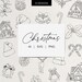 Christmas Bundle Line Art Clipart Line Drawing Winter Holiday Hand ...