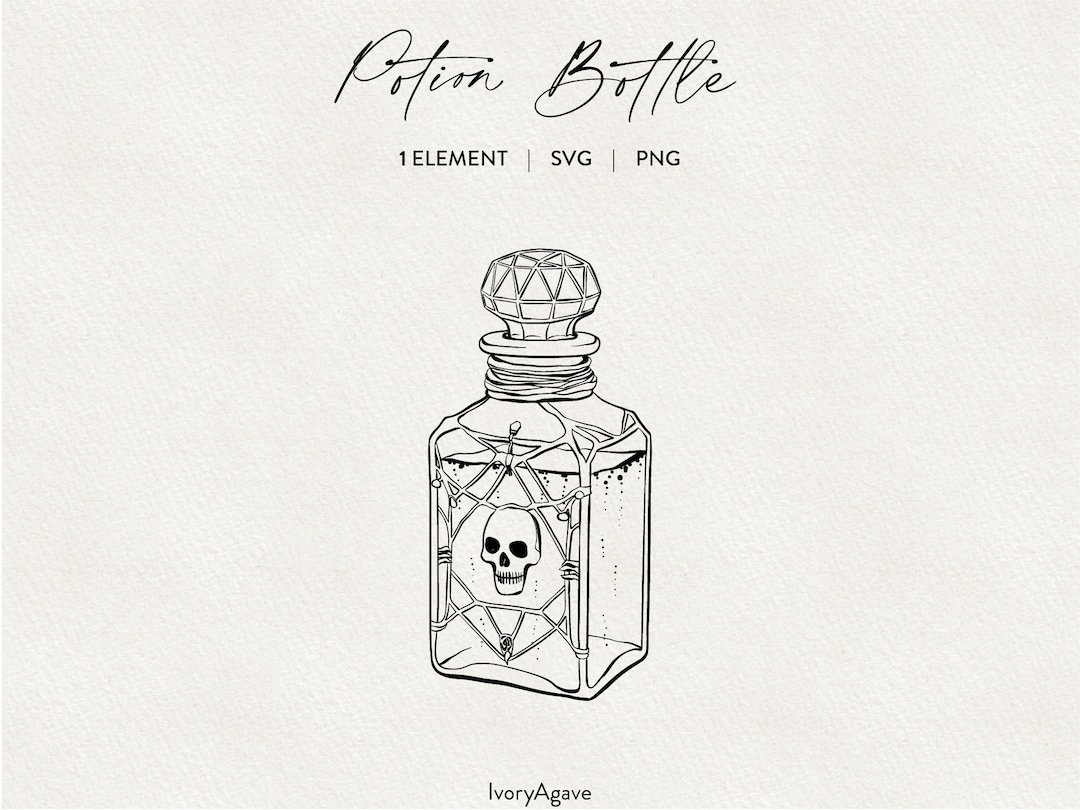 Halloween Potion Bottle Line Art Clipart | Hand Drawn Vector | Fine ...