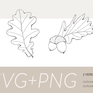 Fall Foliage Oak Leaves Line Art Clipart | Hand Drawn Vector | Fine ...