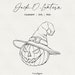 Halloween Jack-o-lantern Line Art Clipart Pumpkin With Witch Hat | Hand ...