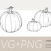 Fall Pumpkins Line Art Clipart | Hand Drawn Vector | Autumn Fine Line ...