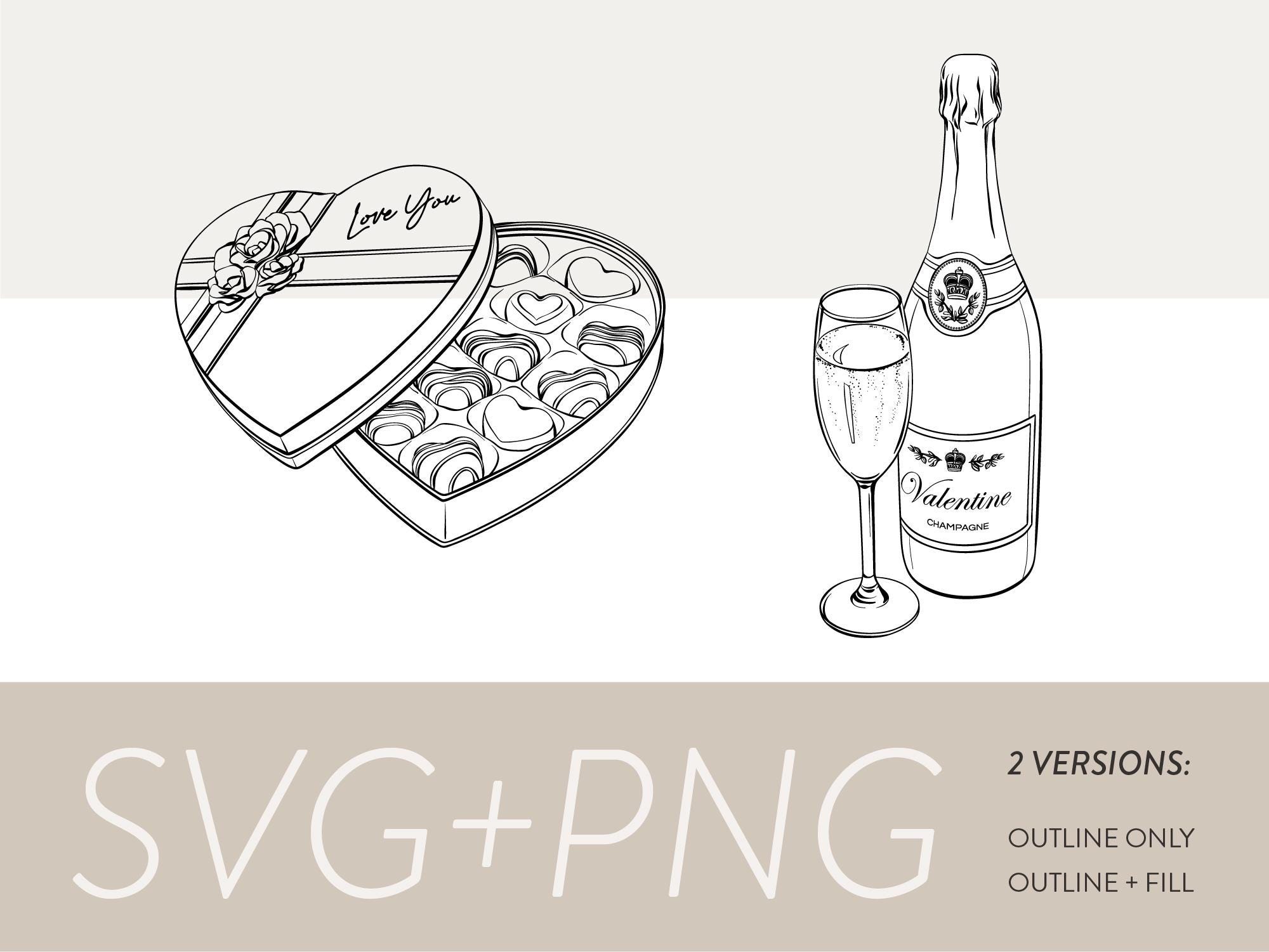 Romantic Valentine's Day Line Art Clipart Handdrawn Modern Graphic ...