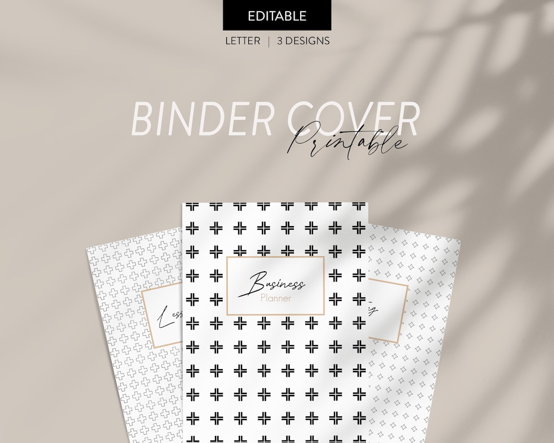 Binder Cover Printable Editable Black and White Modern Minimalist Canva ...