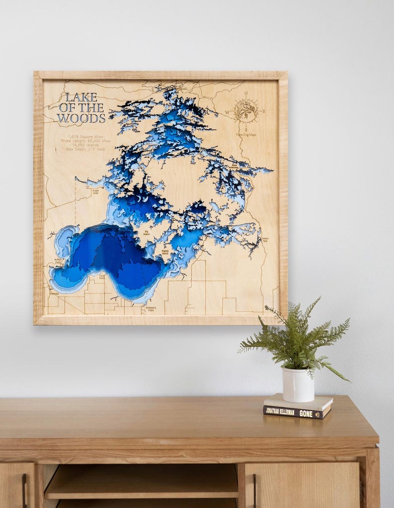Custom 3D Lake Map - Any Lake - Personalized Laser Cut Art - Unique ...