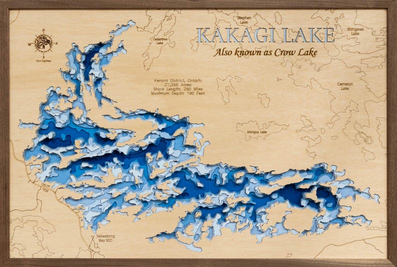 Chippewa Flowage 3D Map - Custom Lake Art - Personalized Laser Cut ...