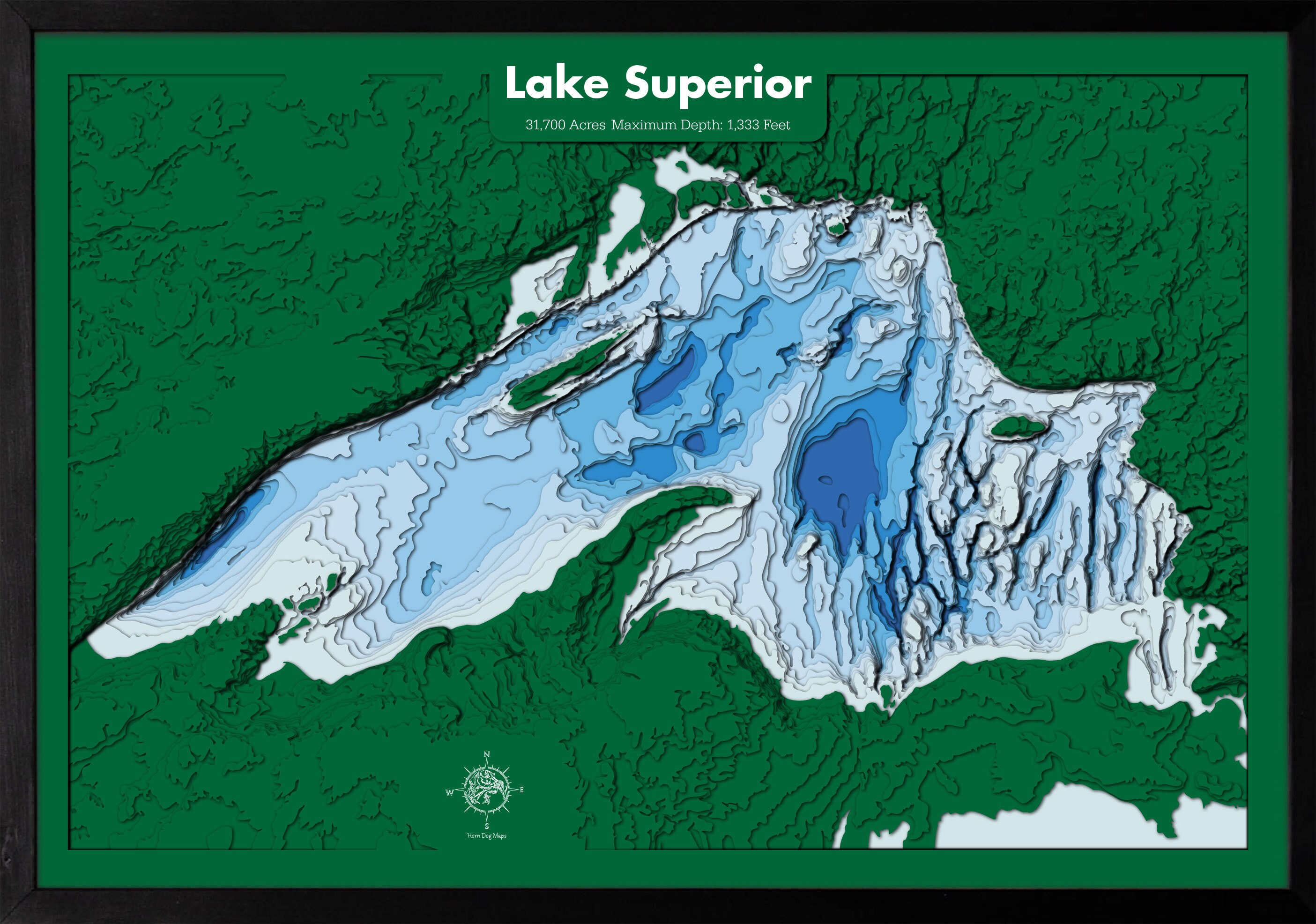 Premium 3D Lake Superior Map - Custom Laser Cut Art - Personalized Home ...