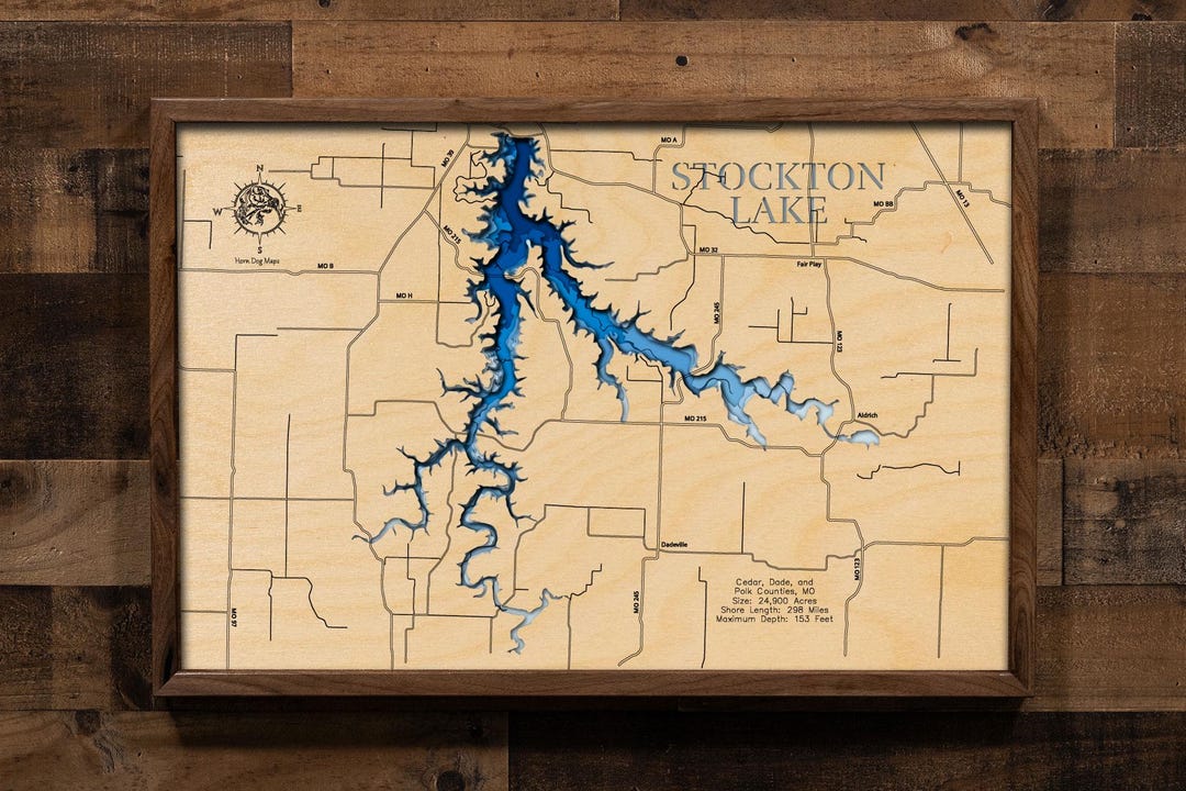 Stockton Lake Missouri 3D Wood Map: Custom Topographic Lake Art - Etsy