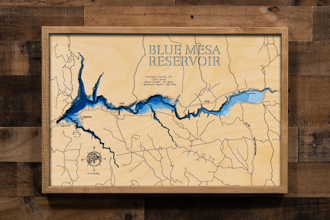 Blue Mesa Reservoir, Colorado - 3D Wood Map – Custom Lake Art ...