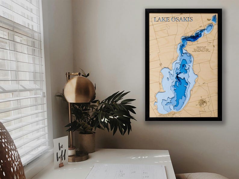 Leech Lake 3D Map - Custom Laser Cut Art - Personalized Minnesota Lake ...