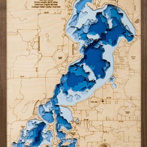 Custom 3D Lake Map - Any Lake - Personalized Laser Cut Art - Unique ...