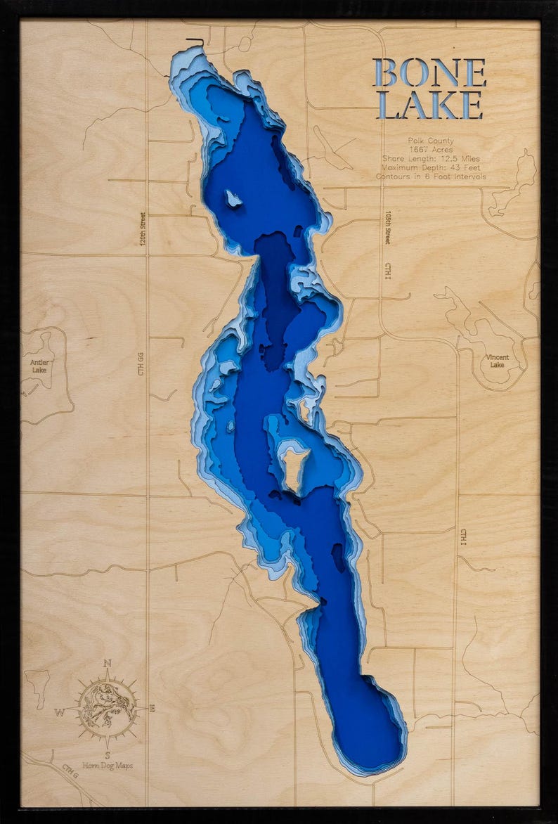 Chippewa Flowage 3D Map - Custom Lake Art - Personalized Laser Cut ...