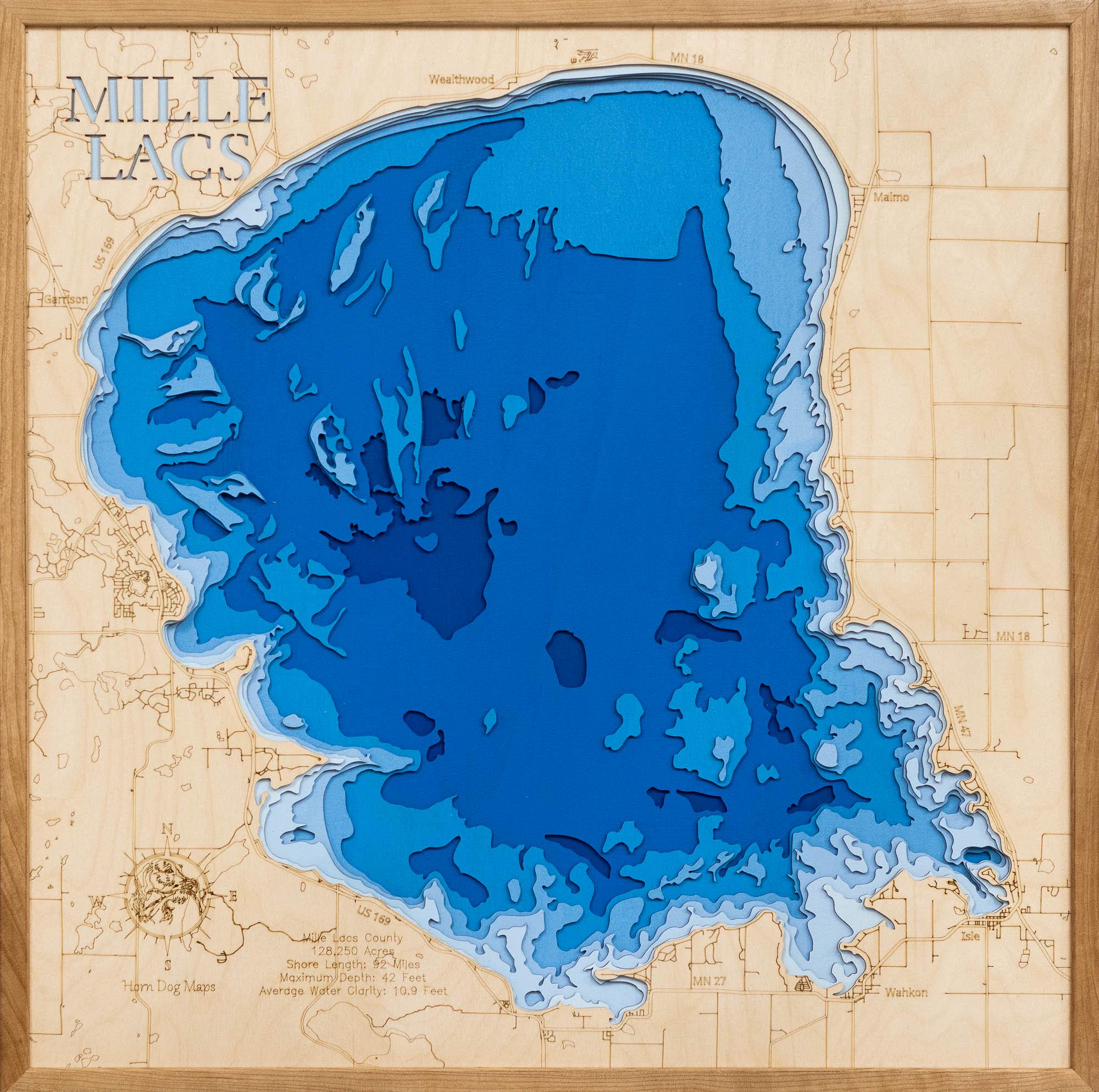 Mille Lacs Lake 3D Map Custom Laser Cut Art Personalized Wall Decor - Etsy