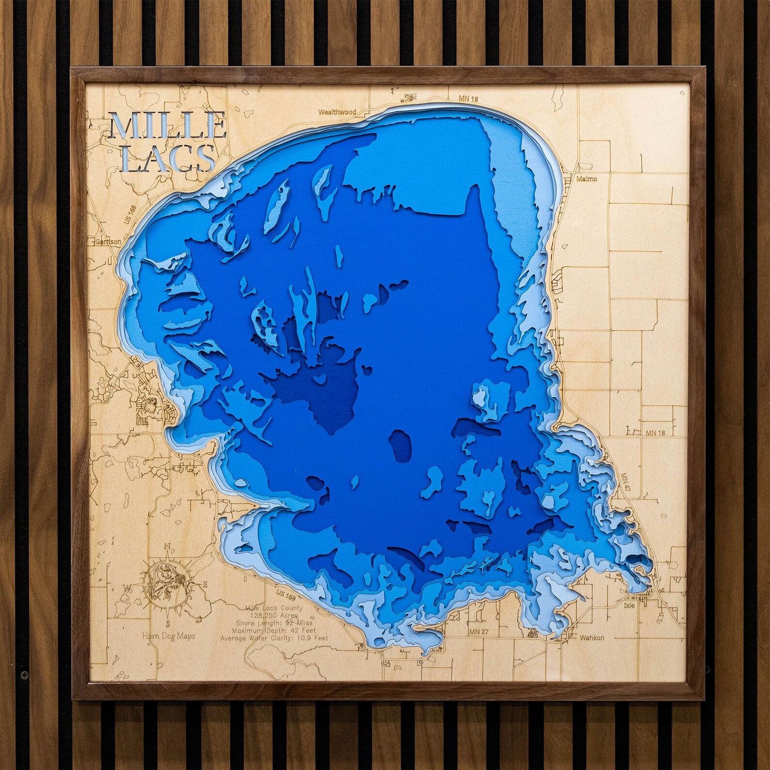 Mille Lacs Lake 3D Map Custom Laser Cut Art Personalized Wall Decor - Etsy