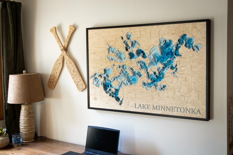 Lake Francis Case South Dakota 3D Wood Map – Custom Topographic Lake ...