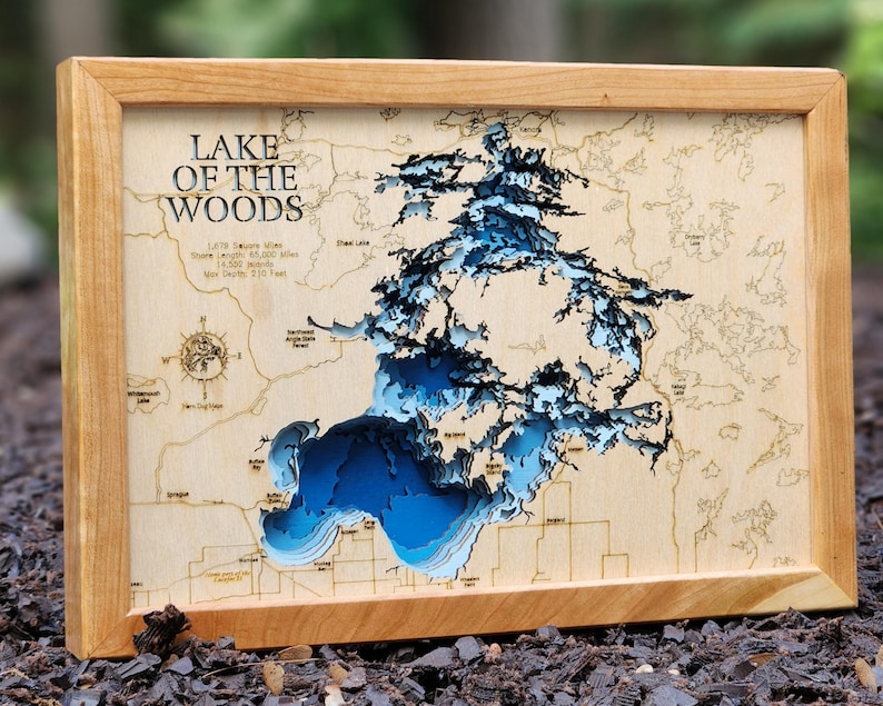 Lake Francis Case South Dakota 3D Wood Map – Custom Topographic Lake ...