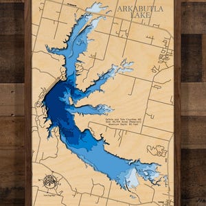 Arkabutla Lake 3D Wood Map: Mississippi Lake Art, Topographic Wall ...