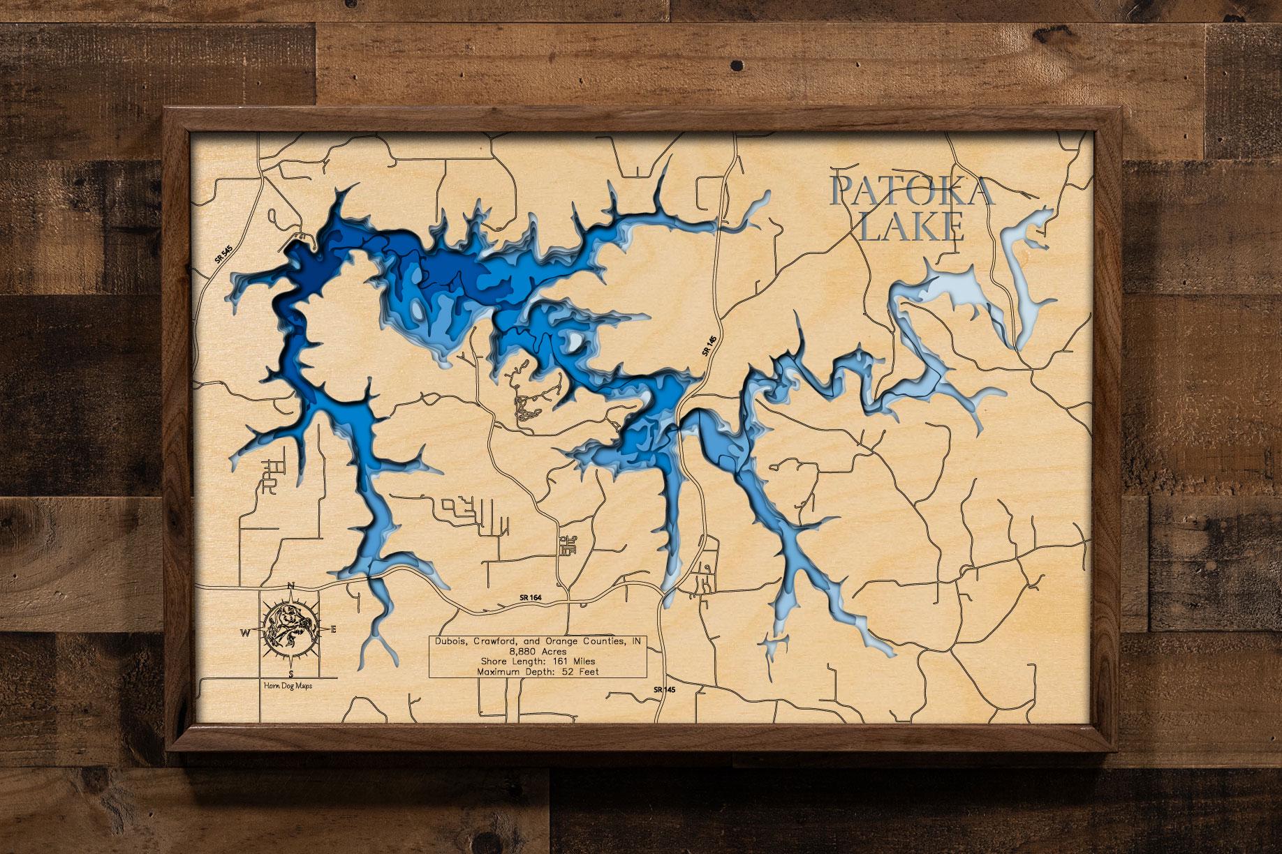 Patoka Lake, Indiana 3D Wood Map: Custom Topographic Wall Art - Etsy