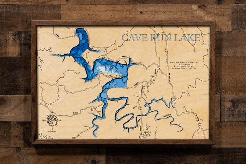 Cave Run Lake, Kentucky 3D Wood Map: Custom Topographic Art - Etsy
