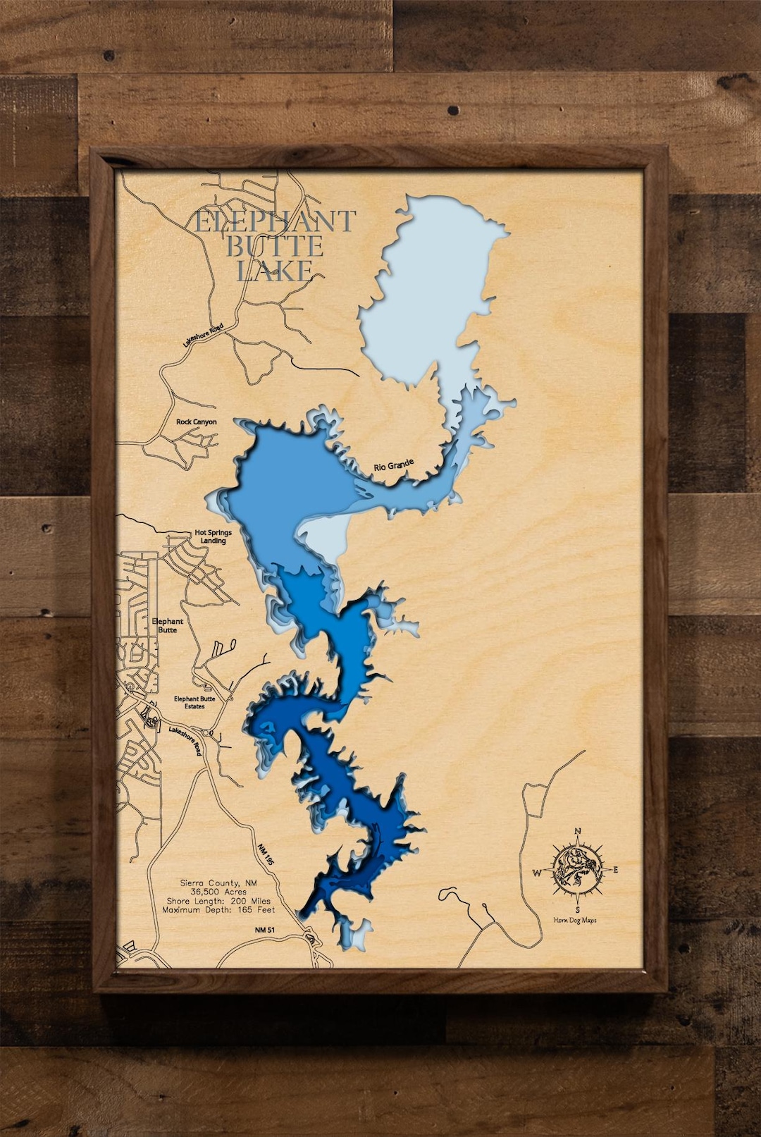 Elephant Butte Lake 3D Wood Map: New Mexico Topographic Wall Art - Etsy